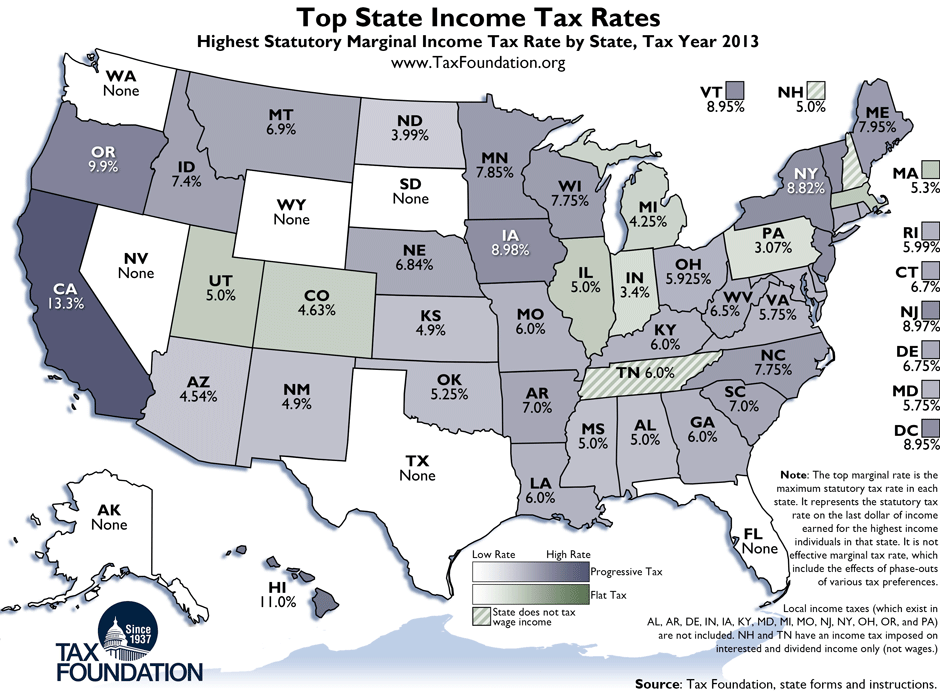 States With No Income Map Map Of The World
